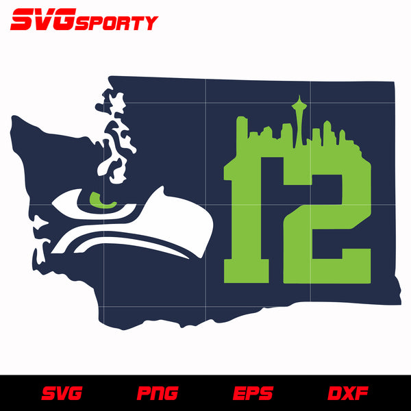 Seattle Seahawks 12 Map svg, nfl svg, eps, dxf, png, digital file – SVG ...